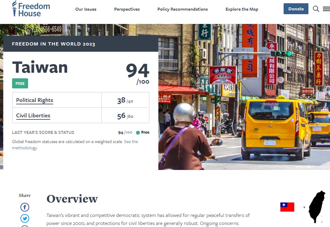 Freedom House : Taïwan est le deuxième pays le plus libre en Asie, le ...