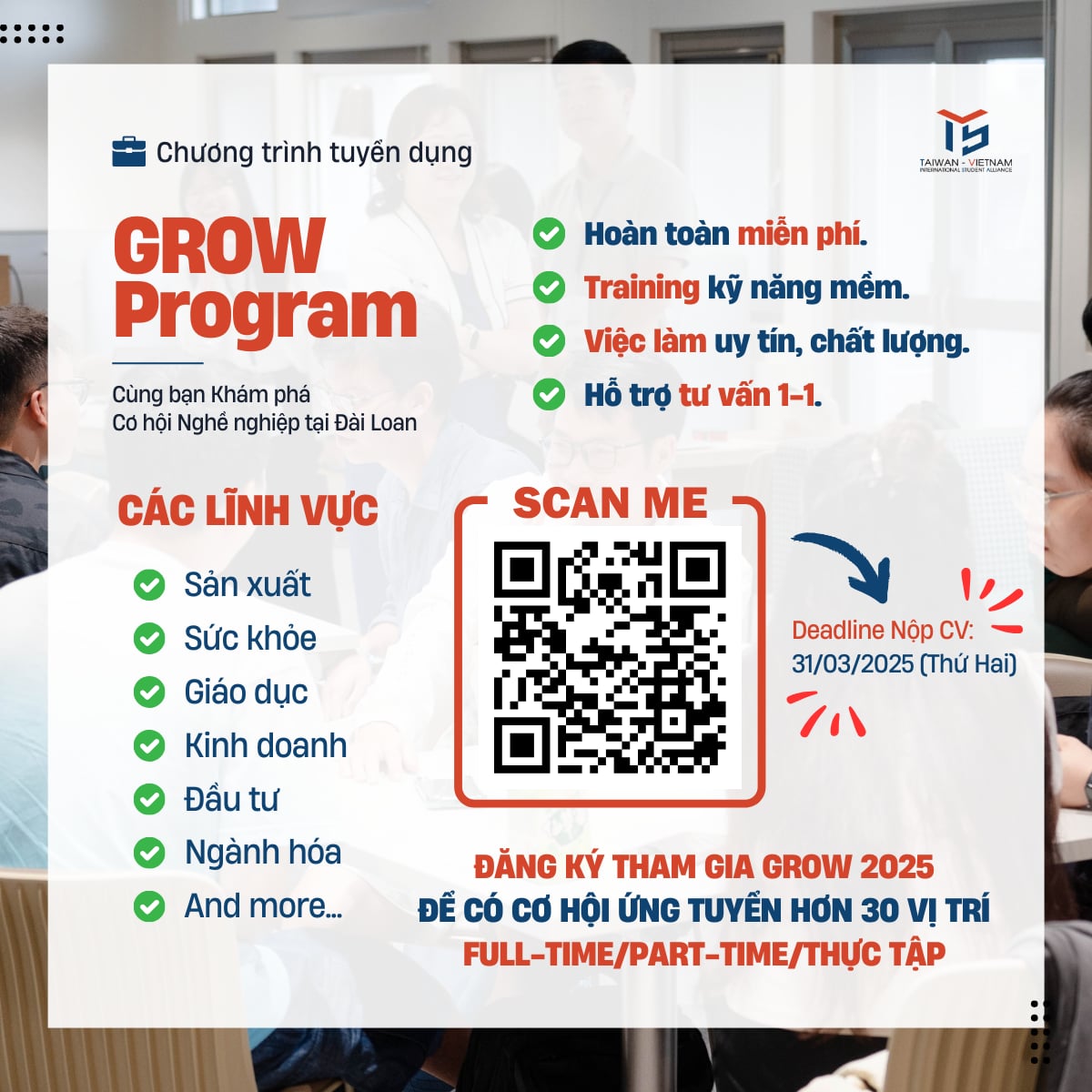 GROW Program: Chương trình hỗ trợ miễn phí tìm kiếm việc làm tại Đài ...